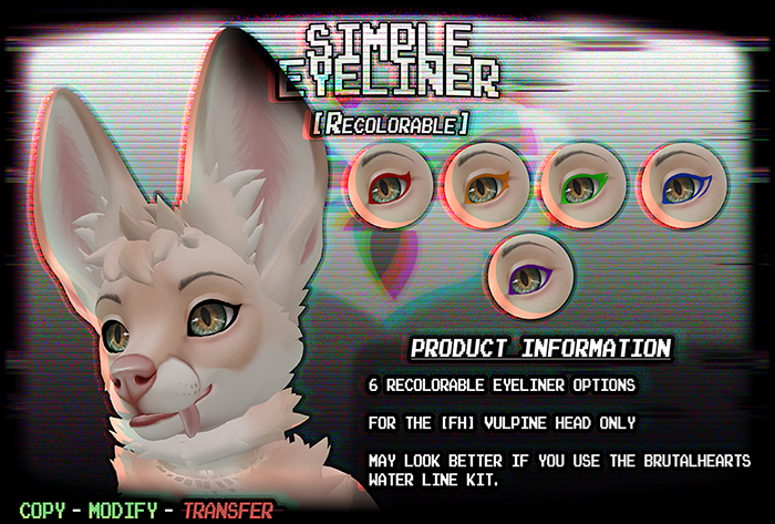 Second Life Marketplace - [Vulpine Recolorable Simple Eyeliner]